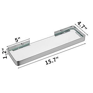 Danpoo Floating Shelf Bathroom Wall Shelf, 16“ Tempered Glass Shelf Wall Mounted(Matte Silver)