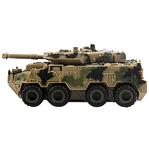 Vokodo Military Tank Battle Truck Toy Push and Go with Lights and Sounds Durable Quality Pivoting Top Friction Power Kids Armored Vehicle Play Army Car Great Gift for Children Boys Girls Camouflage