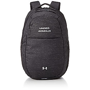 Under Armour Women's Hustle Signature Backpack , Jet Gray (010)/Metallic Silver , One Size Fits All