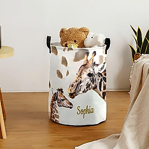 Large Storage Love Giraffe Tall Collapsible Laundry Basket Hamper for Dirty Cloth Toys Foldable for Bedroom Bathroom