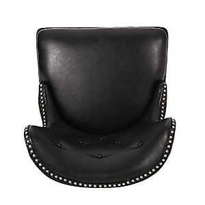 Christopher Knight Home Keith Contemporary Tufted Swivel Office Chair, Midnight Black and Chrome