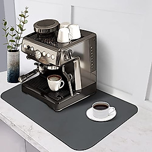 HotLive Coffee Mat - Coffee Bar Mat for Countertops | Coffee Bar Accessories Fit Under Coffee Maker Espresso Machine | Absorbent Hide Stain Rubber Backed Dish Drying Mat for Kitchen Counter | 12"x19"