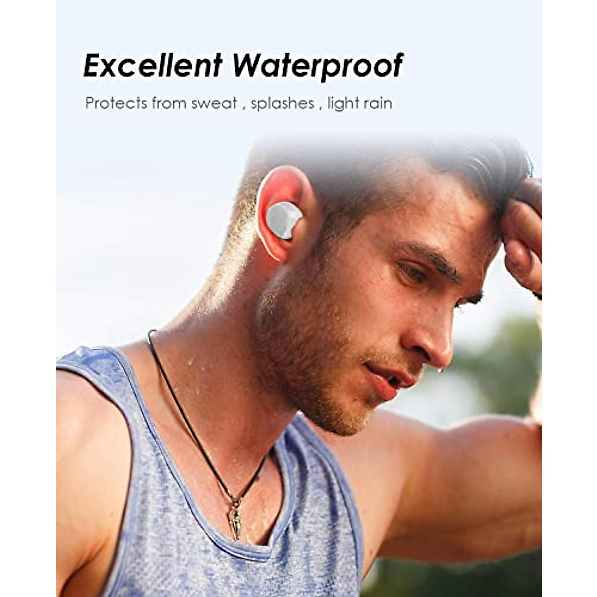 Tecno True Wireless Earbuds Noise Cancelling, Wireless Bluetooth Headphone with Microphone, Wireless in Ear Earbuds with Charging Case, Touch Control Waterproof with Mic Deep Bass for Sport White, H2