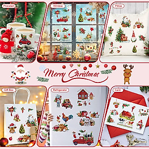 16 Sheets Christmas Rub on Transfers for Crafts and Furniture Rub on Transfers Stickers Xmas Farmhouse Reindeer Stickers Rub on Decals for Home Party Favor Wood DIY Craft, 5.9 x 5.9 Inch