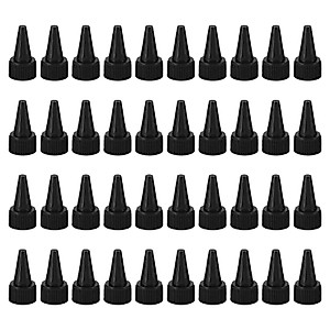 PATIKIL Twist Bottle Caps, 40Pcs 20/410 Squeeze Bottle Cap Replacement Caps for Glue Dispensing Bottles Dispensing Caps Paint Bottles, Black