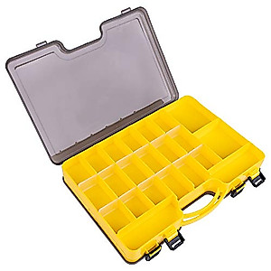 Goture Fishing Tackle Storage Hard Case 2 Sided Storage Trays Handle Portable Plastic Organizer Box 44 Compartments Sea Boat Accessory 12 8 3 Smoke Yellow