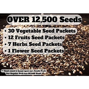 50 Vegetable & Herb Seeds for Planting Outdoor & Indoor Conventional Seed Gardens. This Survival Seed Kit Includes 12,500 Seeds, A Planting Guide & A Mylar Package. Heirloom Non-GMO Seed By B&KM Farms