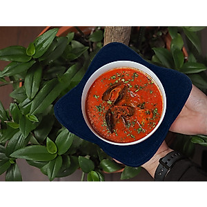 ULVEOL Set of 2 Dark Blue Microwave Bowl Holder Potholders - Microwavable Soup Bowl Cozy - Hot Pads Bowl Holders for Hot Food Quilted - Bowl Cozies for Microwave Kitchen Accessories, Gadgets