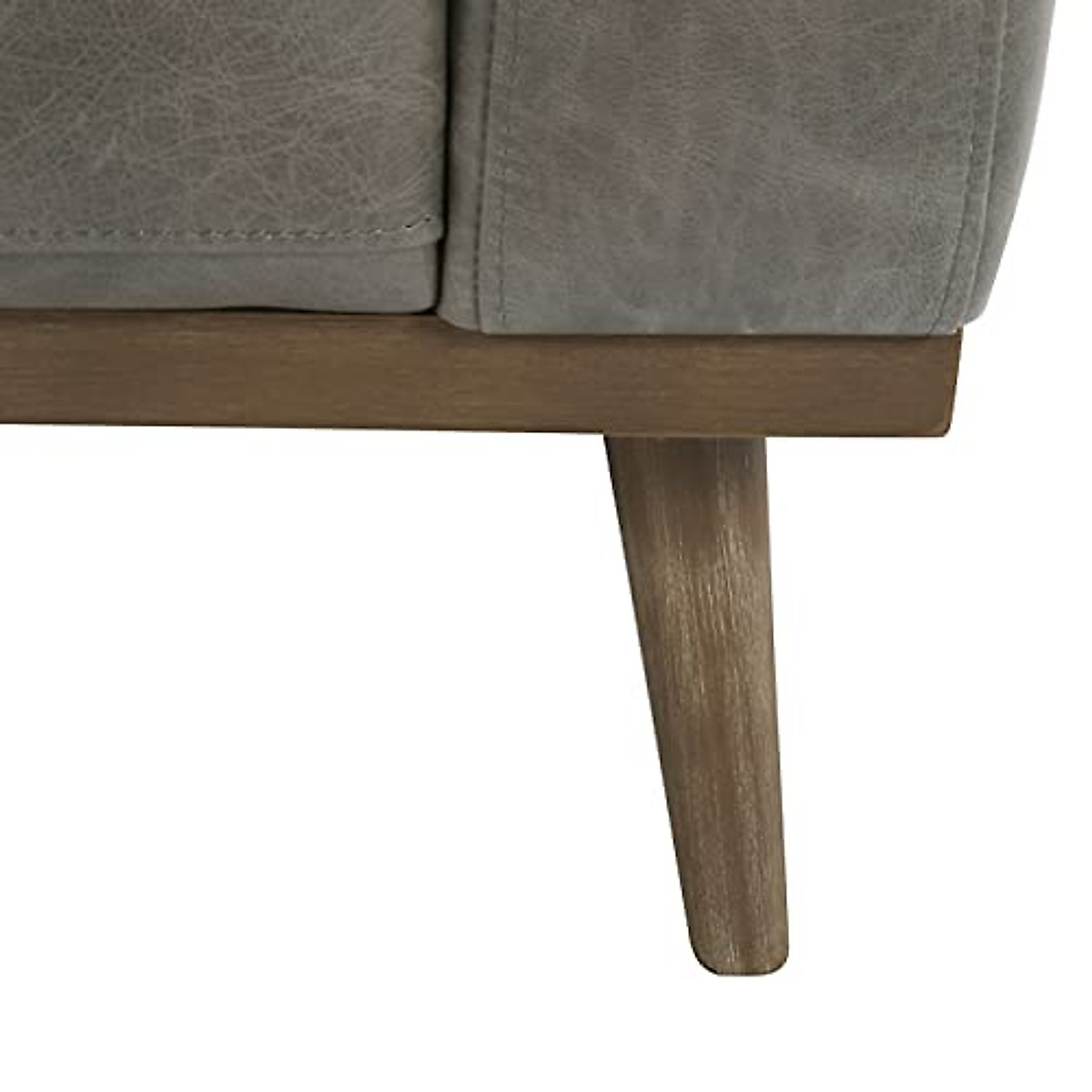 Amazon Brand – Rivet Modern Leather Living Room Accent Chair with Wood Base, 38.6"W, Gray