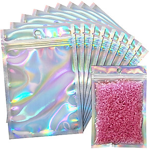 EgticLive 100 Pack Resealable Holographic Bags for Small Business, 3 x 4", Iridescent Mylar Bags with Clear Front Ziplock Foil Packing Pouch Bags for Multipurpose Storage (3 X 4 inches)