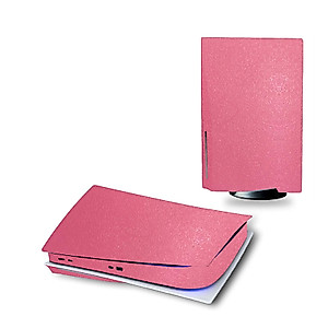 HAO Pure Color Skin for PS5 Console and 2 Controllers Sticker Same Decal, Durable, Scratch Resistant, Bubble-Free Compatible with Playstation 5 (Pink,Playstation 5 Digital Edition)