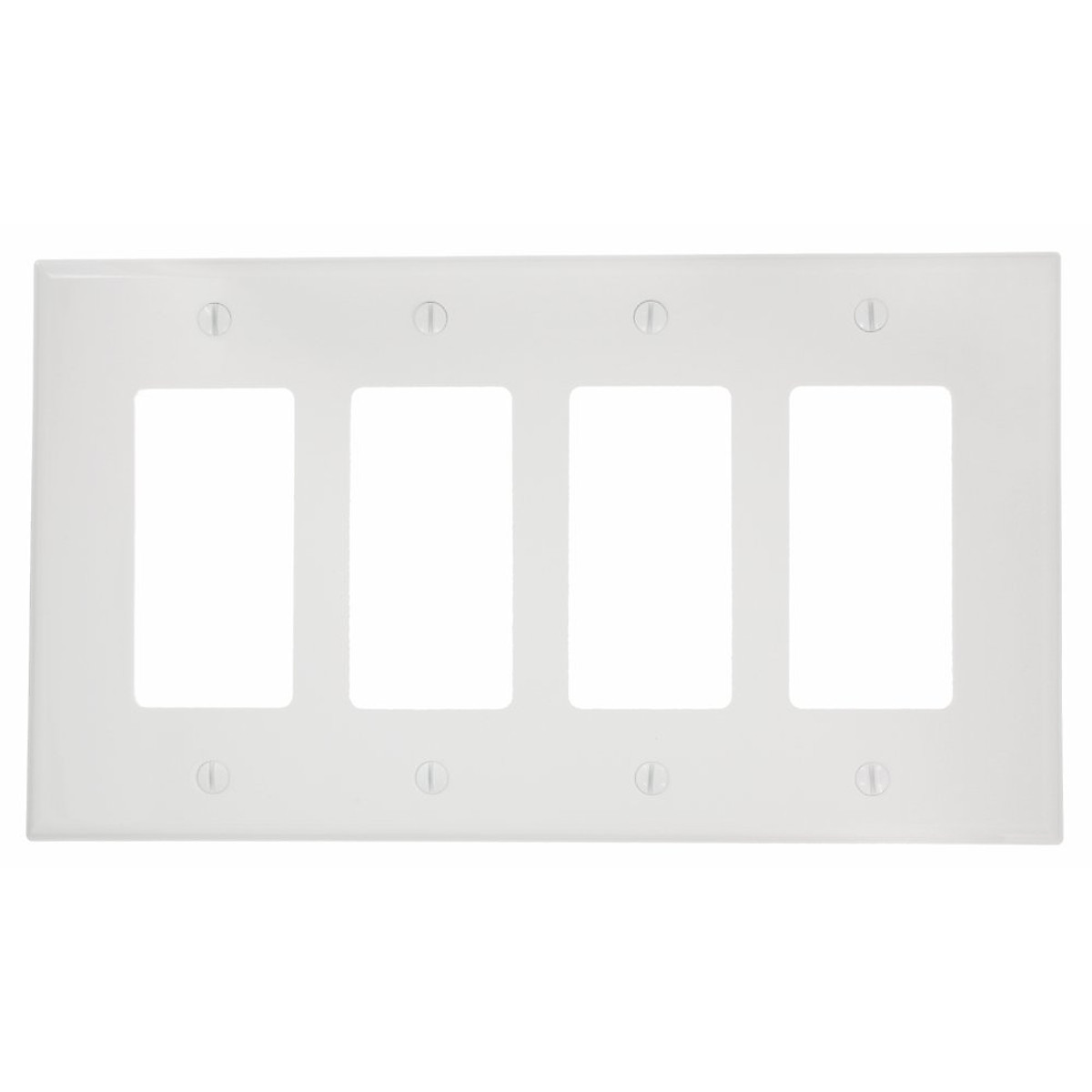 Leviton PJ264-W 4-Gang Decora/GFCI Decora Wallplate, Midway Size, White