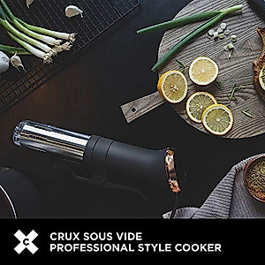 Crux Sous Vide Precision Cooker, Healthy Professional Style Slow Cooking, Quiet 360 Degree Pump, Backlit Touchscreen Display, Matte Back/Copper, one size