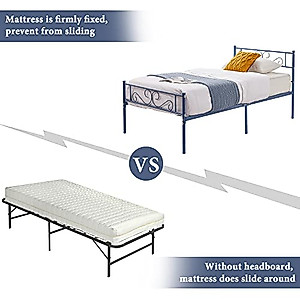 VECELO Twin Size Bed Frame with Headboard, 14 Inch Metal Platform Mattress Foundation, No Boxing Spring Needed, Squeak Resistant, Easy Assembly, Sky Blue