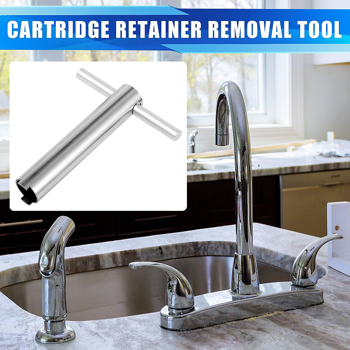 Cartridge Retainer Removal Tool with Handle for Moen 14272/1224/1234/1248, Replacement Cartridge Puller Faucet Cartridge Removal Tool for Bathtub Replacement Part