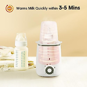 iSiMEE Bottle Warmer, 5 Mins Fast Baby Milk Warmer for Breastmilk Formula with Accurate Temperature Control, Baby Food Warmer with Keep Warm, Defrost, Steaming Function for Baby Food Pouches Jars