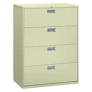 HON Brigade 600 Series Lateral File, 4 Legal/Letter-Size File Drawers, Putty, 42" X 18" X 52.5"