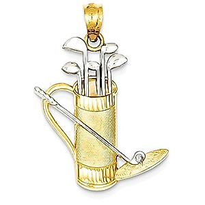 IceCarats 14K Yellow Gold Golf Bag Necklace Charm Sports Pendant Only