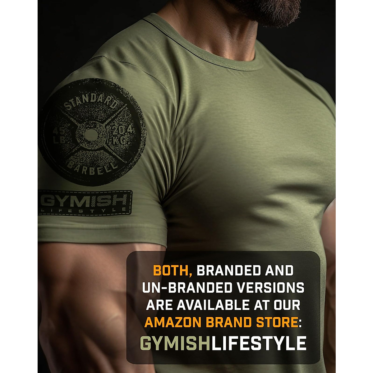 Gymish Lifestyle Skull Plate Gym Shirt, Work Out Deadlift Skull T-Shirt for Men (LG, SkullPlate Military Green)