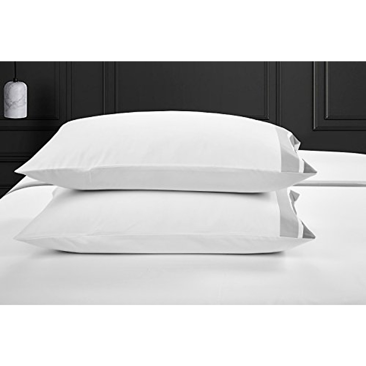 CASA BOLAJ DESIGNED TO DREAM Casabolaj Shading 100% Egyptain Cotton Sateen Sheets Set,Hotel Collection Luxury Modern Style,400 Thread Count(White,Queen)