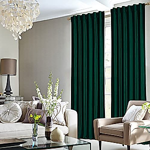 Tribeca Living Luxury Velvet Room Darkening Window Curtains - 50 x 96-Inch, Emerald Green, 2 Panels (Rod Pocket/Back Tab), (VELSOCUR96EG)