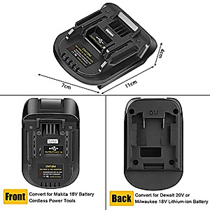 JYJZPB DM18M Battery Adapter with USB Charging Socket for Dewalt 20V Battery & Milwaukee M18 18V Lithium Battery Converter to Makita 18V BL1830 BL1840 BL1850 Cordless Tools Use
