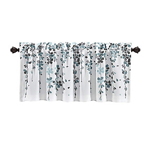 Lush Decor Valance Weeping Flower Room Darkening Window Curtain, Blue & Gray