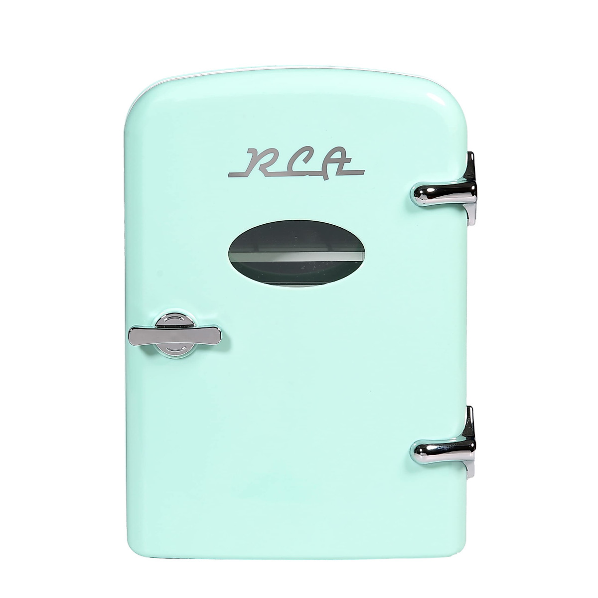 RCA RMIS129-MINT Mini Fridge, Mint, 0.15 cubic feet & Mini Retro 6 Can Beverage Refrigerator-Black, RMIS129-BLACK, 0.15 cubic feet