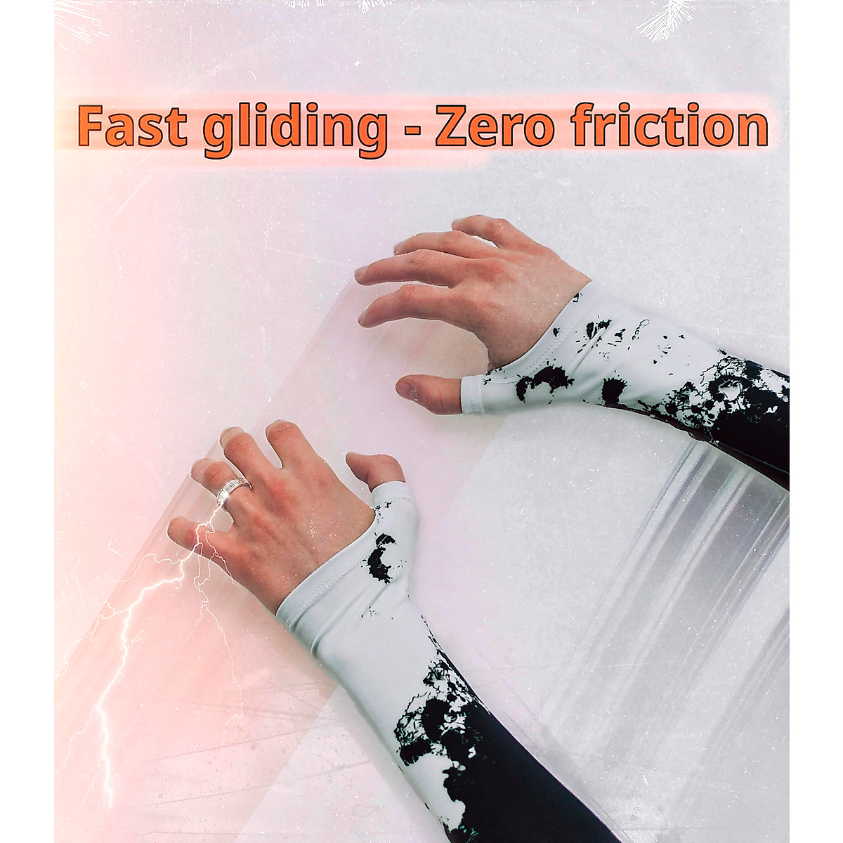 Selerity Gaming Arm Sleeve PC Sport open glove thumb hole esports gamers Paints Spray, White Black, Medium