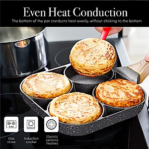 Jack and Leo Four Hole Egg Frying Pan- Non Stick, Easy to Clean Breakfast Pan