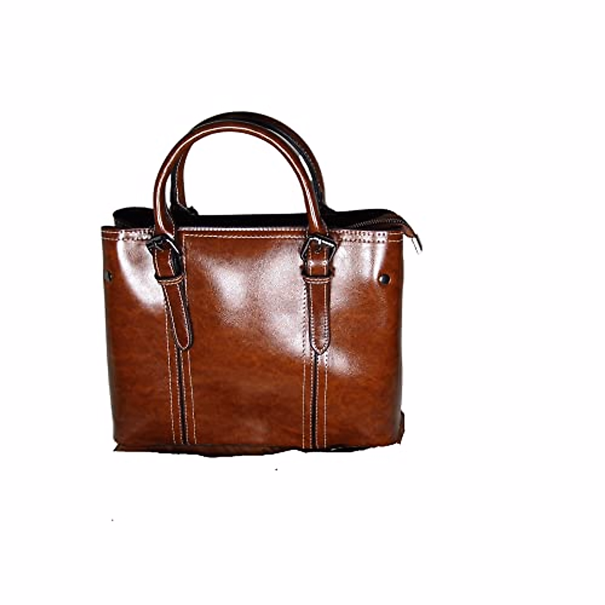 JUPA Place Medium Size Vegan Leather Handbag - Tote Shoulder Bag for Women - Satchel Handbag with Adjustable Strap - Tote Bag Top Handle Purse Durable Everyday Shoulder Bag (BROWN)