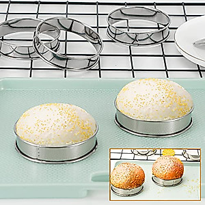 Katisun 4 Inch Muffin Rings Stainless Steel Crumpet Rings Tart Rings Double Rolled Nonstick Round Cake Ring, Pastry Ring Mold for Dessert, Home Baking Tool 5 Pieces Multipurpose Circle Egg Ring