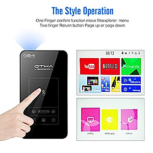 Mini Projector, Touchpad, Auto Keystone Correction, Pocket-Sized DLP Portable Projector ,Android 7.1, 5000 Ah Battery