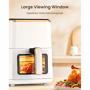VEWIOR Air Fryer, 5.3Qt Airfryer with Viewing Window, 7 Custom Presets Large Air Fryer Oven with Smart Digital Touchscreen,Non-stick and Dishwasher-Safe Basket