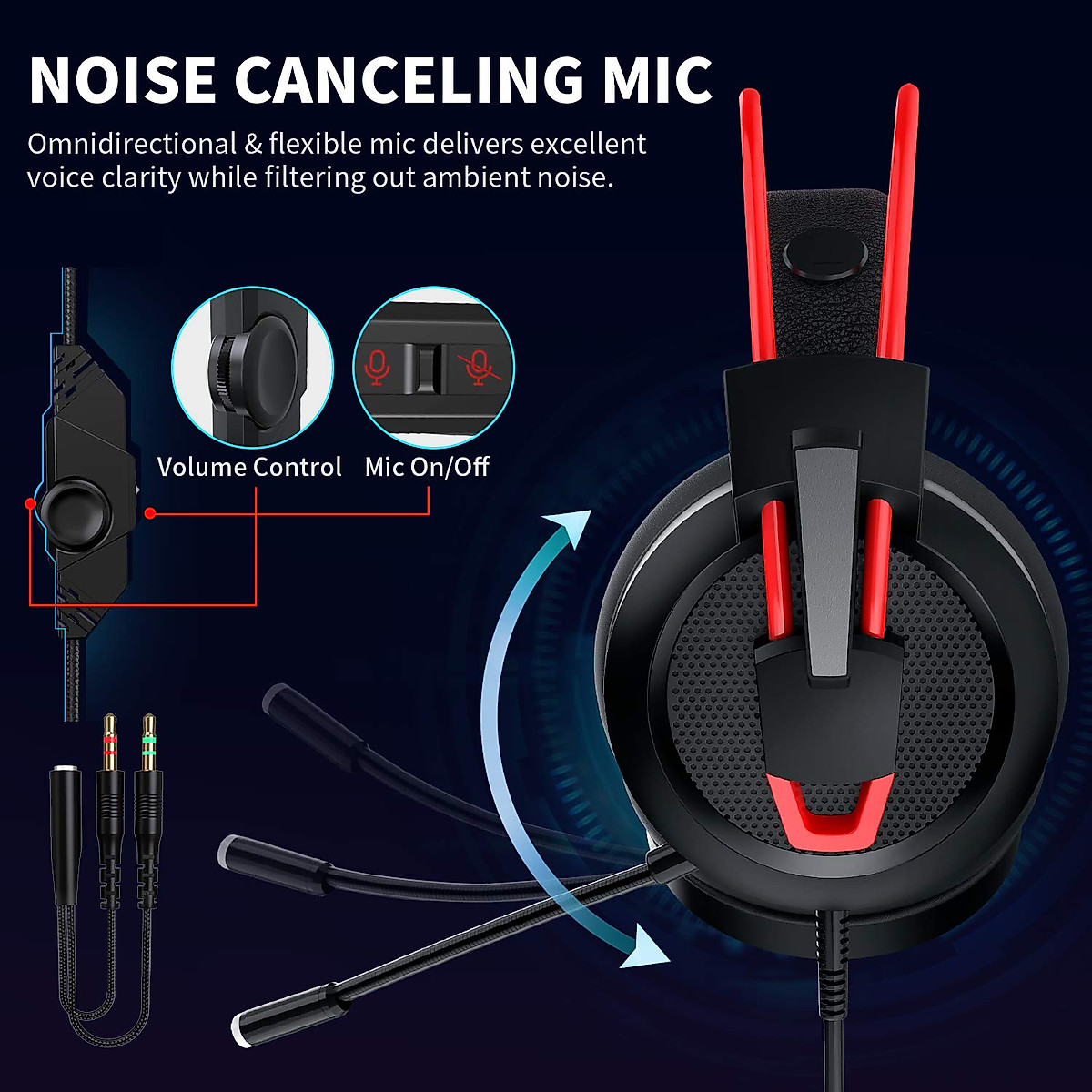 Zentouch Gaming Headset, Stereo Headset with Noise Cancelling and Mic, Over Ear Headset for PS4 PC Laptop