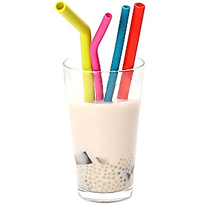 12 Pack Reusable Silicone Drinking Straws for 20 or 30oz Bottles- Flexible Straw with 2pc Cleaning Brushes BPA Free Multicolor (Diameter 7mm+10mm)