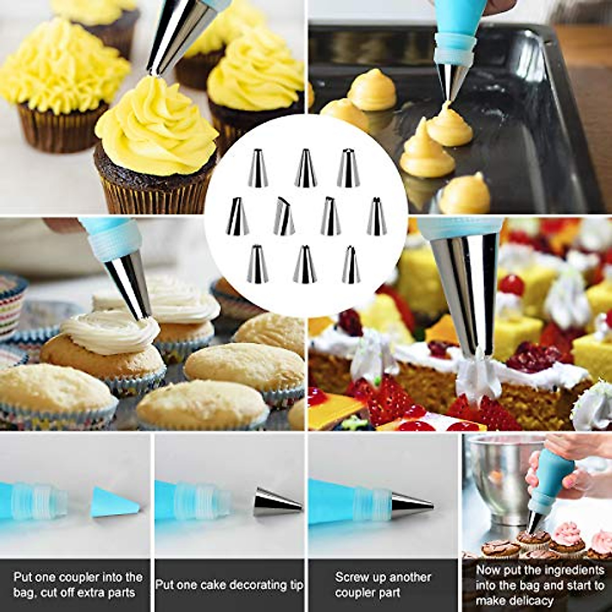 PHILORN Silicone Baking Mat Set, 16.5" x 11.42" Macaron Baking Mat, Non-Stick Baking Mat with Baking Tools, 2 Pack Food Safe Baking Silicone Mat, Reusable Baking Mat for Oven, Cookie, Bread