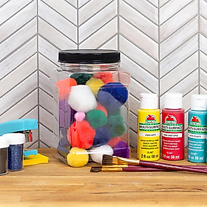 Cornucopia 48oz Square Plastic Jars (3-Pack); Clear Rectangular 6-Cup Canisters w/ Black Lids, Easy-Grip Side