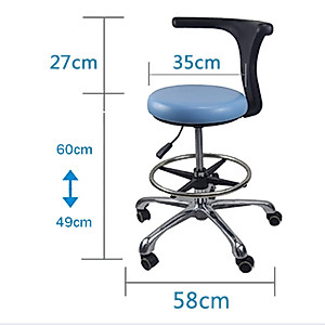 SFKLYU Medical Dentist's Chair Dental Stool with Backrest with 360 Rotating Lift Chair PU Leather Height Adjustable to 49-60Cm,A2