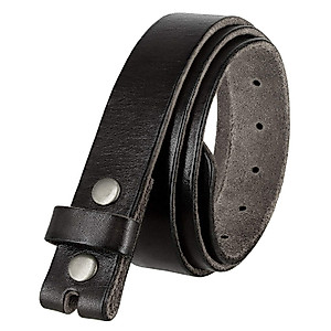 BS100 Genuine One Piece Full Grain Leather 1-1/8"(30mm) Wide Belt Strap with Snaps (Black, 34)