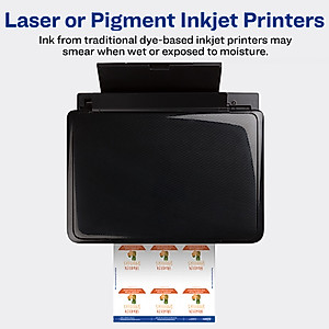 Avery Printable Waterproof Round Labels with Sure Feed, 2.5" Diameter, White, 72 Customizable Labels (22856)