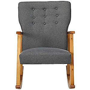 Christopher Knight Home Harvey Mid-Century Modern Fabric Rocking Chair, Grey / Light Walnut