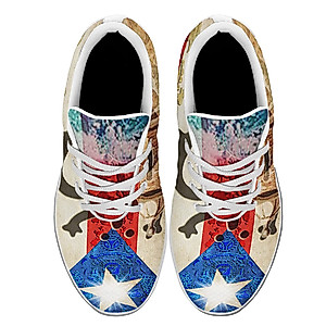 Puerto Rico Flag Shoes Men Women Puerto Rico Sneakers Breathable Running Sport Tennis Shoes 100% Boricua Gift White Size 8