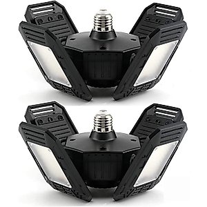 ANYPOWK LED Garage Lights with Motion Sensor - 12000 Lumen 6500K Daylight 120W, Four Leaf Garage Organization Ceiling Lighting, Pack of 2