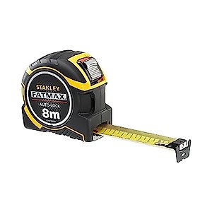 STANLEY XTHT0-33501 FATMAX Autolock Tape, 8m Metric Only, Yellow/Black