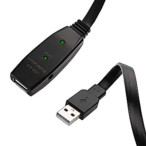 MutecPower 16.5ft (5m) Ultra Flat USB 2.0 Male to Female Cable with extention chipset - USB Active Extension Cable Repeater Cable 16.5 Feet Ultra Slim Black