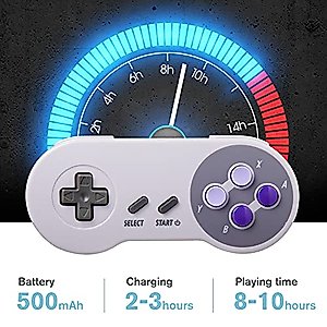 2 Pack 2.4GHz Wireless Controller for SNES Original Console, kiwitatá Rechargeable Remote Wireless Gamepad Controller for SNES Super Entertainment System Console-7 Pin Connector