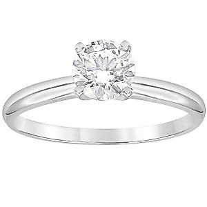 Beyond Brilliance 0.50 Carat Round Cut Solitaire Lab Grown Diamond Engagement Ring for Women (VS-SI) 14K White Gold Fine Jewelry, Gift Box Included (Size 8)
