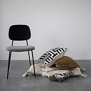 Creative Co-Op Woven Cotton Blend Lumbar Variegated Grey Yarns & Tassels, Cream Color Pillow, 1 Count (Pack of 1)