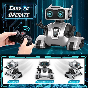 REMOKING Robot Toy, STEM Remote Control Robot Toys for Kids, Educational Intelligent RC Robots with Dance, LED Eyes, Interactive Smart Robot Toys Gifts for Boys Girls Kids 3 4 5 6 Years Old